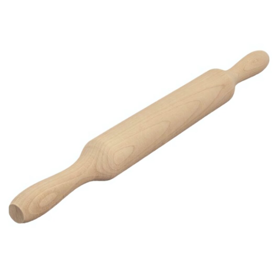 Скалка деревянная для теста, берёза, удобные ручки, длина 30см, светло-бежевый цвет, долговечная конструкция
