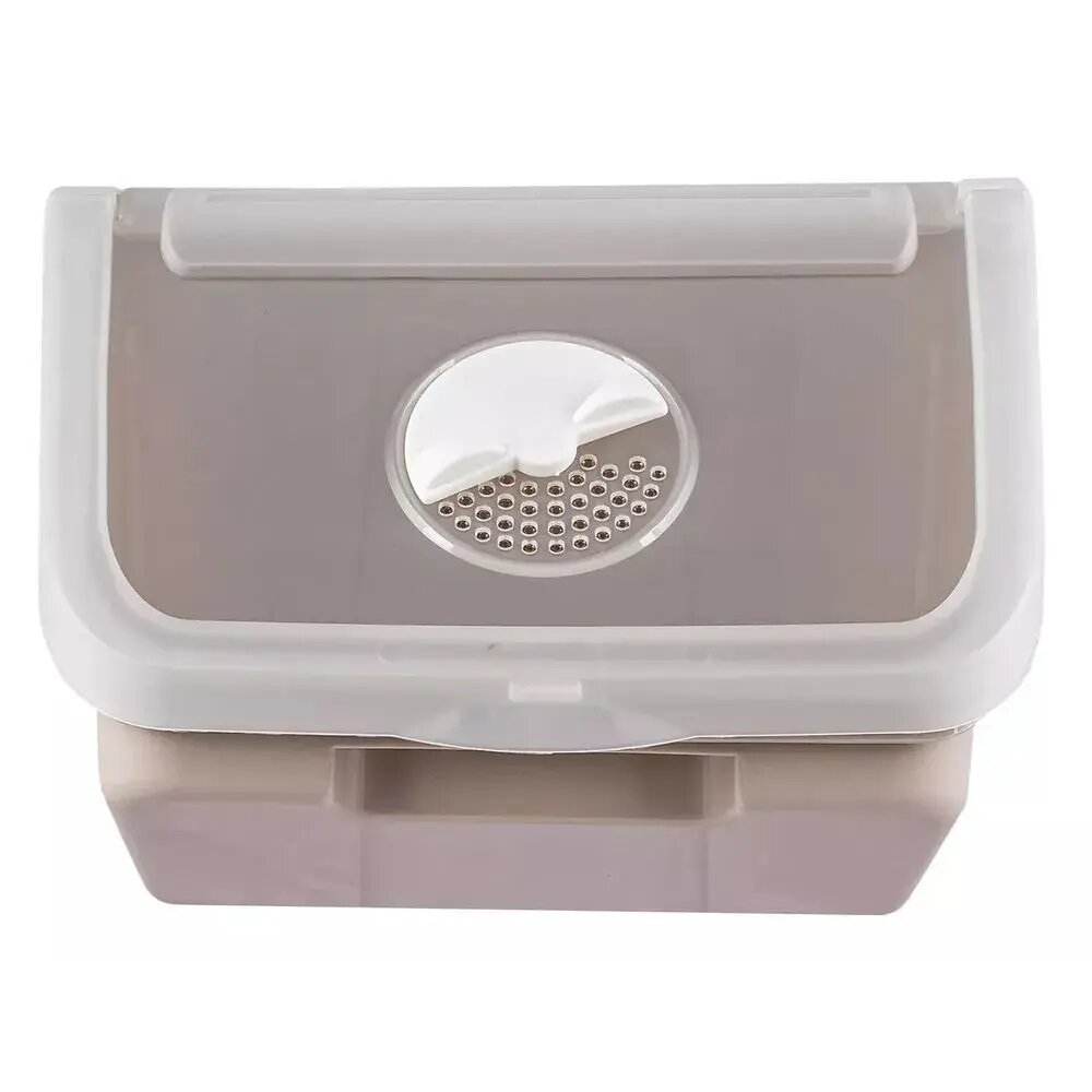 Контейнер для овощей 9л, бежевый, с крышкой и сетчатым отверстием, пластиковый для хранения продуктов