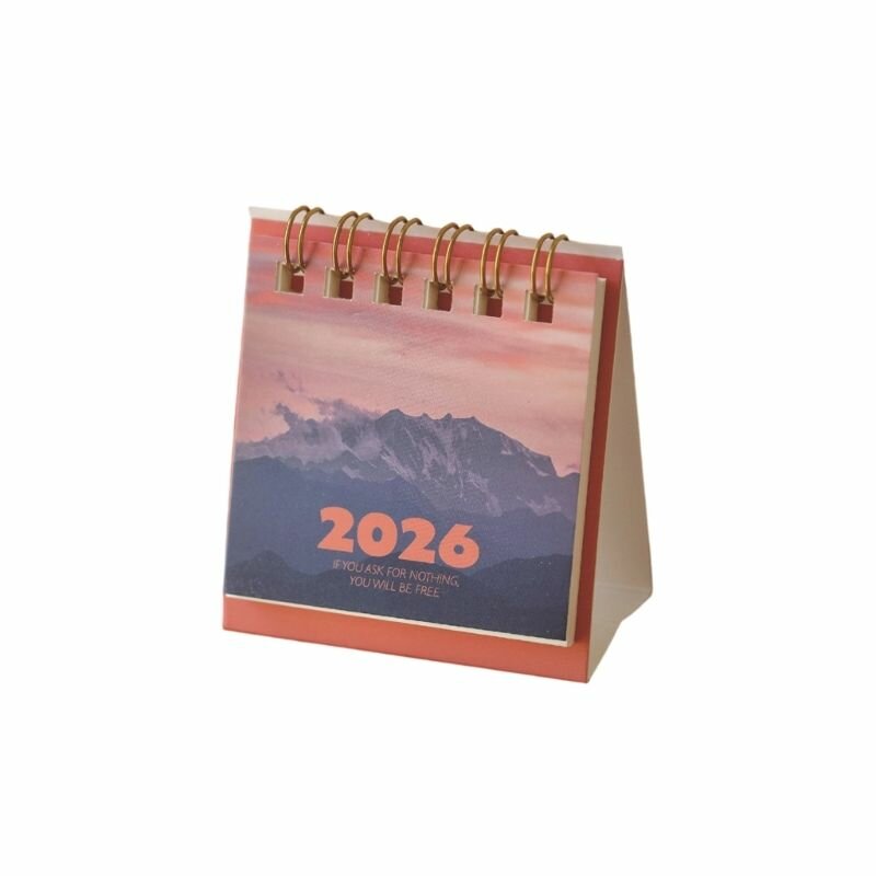 (1 шт.) Маленький настольный календарь на 2026, креативный мини-календарь - Сияние солнца над горами