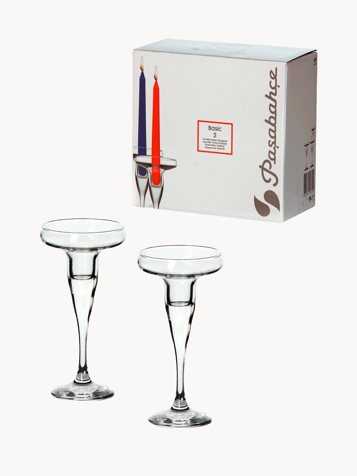 Подсвечники для свечей, стеклянные, прозрачные, набор 2 шт, Pasabahce