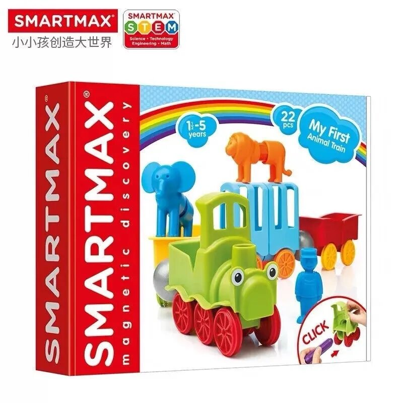 Магнитный конструктор для мальчиков, девочек и малышей/SmartMax мои первые сафари животные, 18 частей
