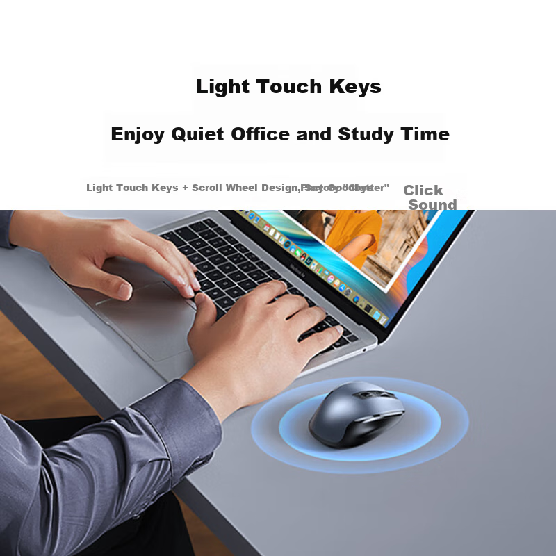 UGREEN Wireless Bluetooth Dual Mode Mouse Light Sound Office Type-C Charging Mouse for Apple Mac Huawei Notebook iPad Mouse Long Battery Life Ergonomic Mouse