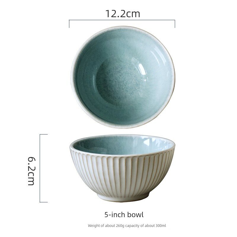 Винтажная серия Blue Jade 5-дюймовая керамическая миска для супа, риса и салата - классический скандинавский дизайн