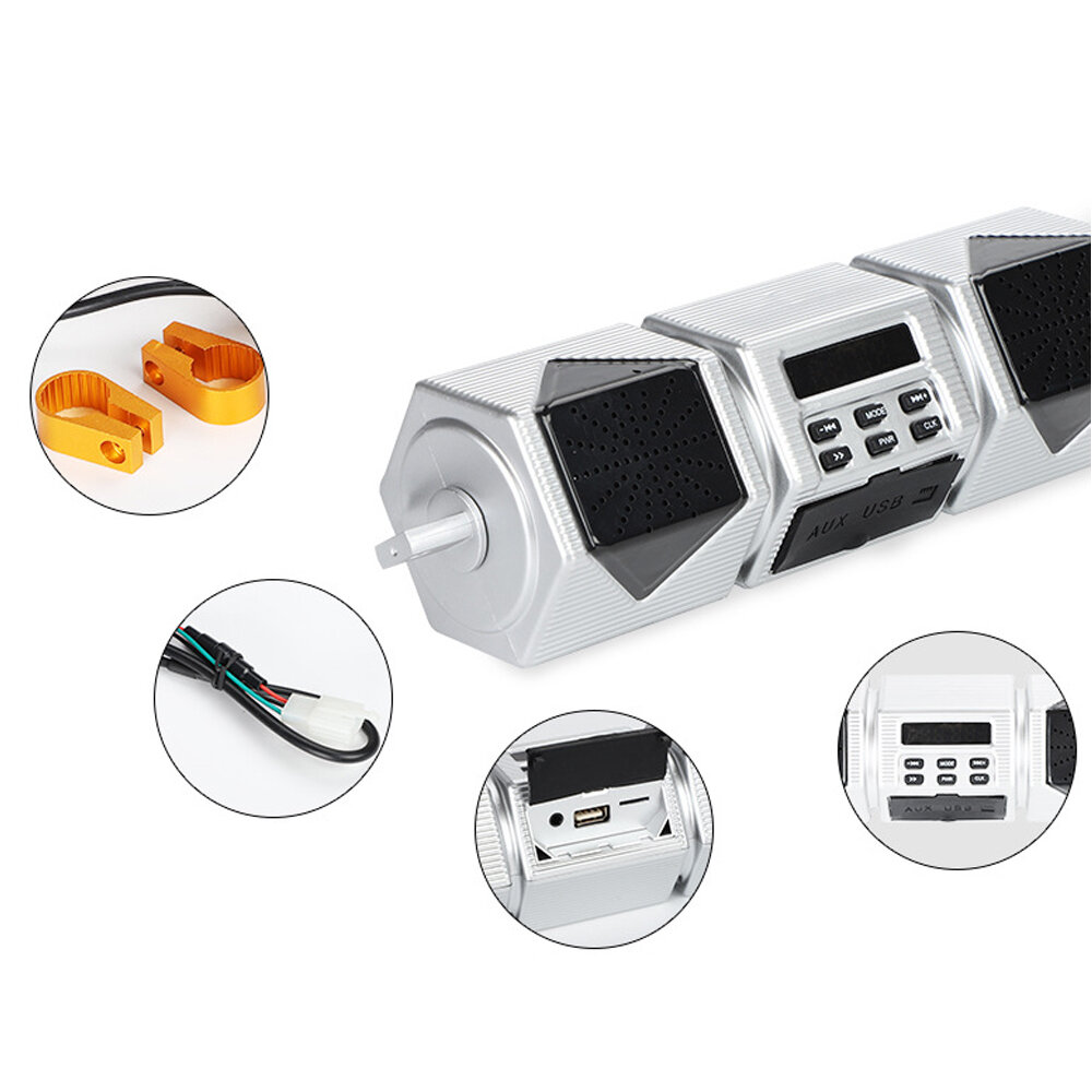 Стереодинамик для мотоцикла с Bluetooth-креплением на руль, MP3-плеер, аудиоусилитель, водонепроницаемый 12 В, USB TF карта, воспроизведение AUX для модификации мотоцикла