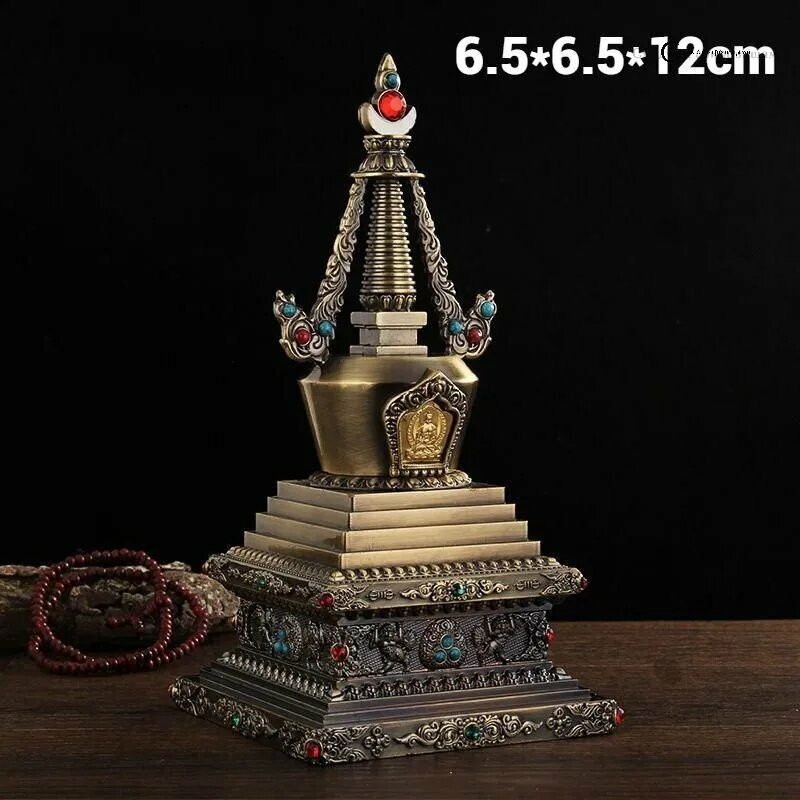 Эксклюзивная ступа буддийская из металла для ФэнШуя, 12 на 6.5 см