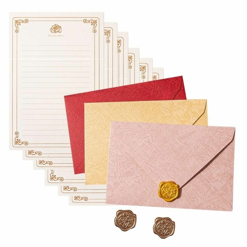 Винтажный набор бумаги для писем, Розово-желто-красная смесь