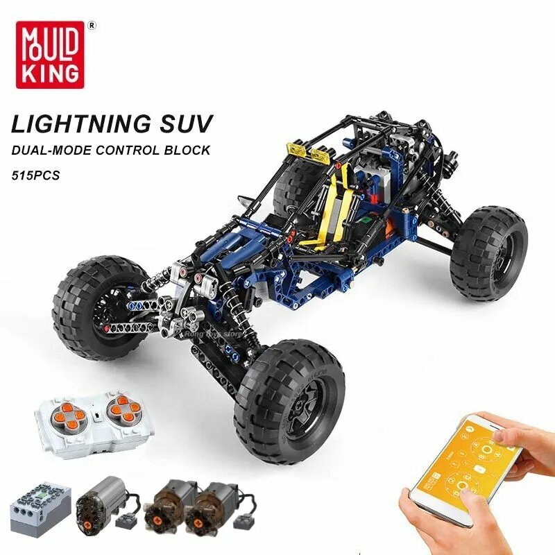 Конструктор техник, Mould King 18018S, Молния Гоночный, на радиоуправлении, 515 детали, игрушки для мальчиков
