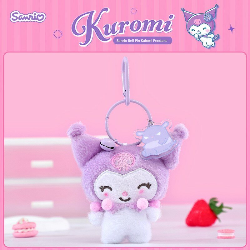 Официальный лицензированный плюшевый брелок с колокольчиком Kuromi, 11 см, милый аниме-персонаж, идеальный подарок для