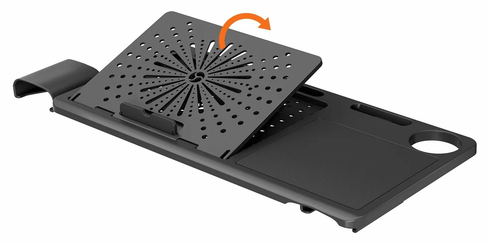 Съёмный ноутбучный столик для кресел FoxGear NETZ с подставкой для кружки, черный