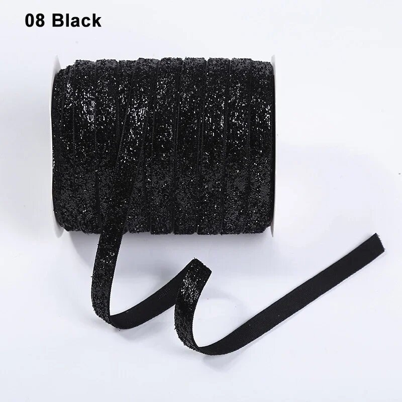 Черная бархатная лента 10 ярдов, 10 мм, 08 black