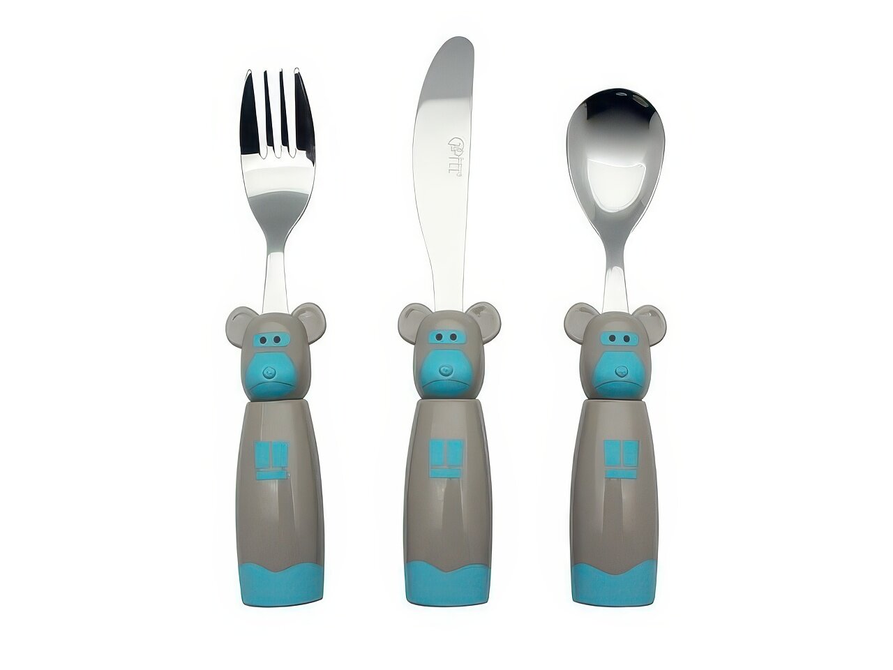 Набор столовых приборов GIPFEL "MONKEY" 8440, для детей, пластик/нержавеющая сталь, цвет серебристый