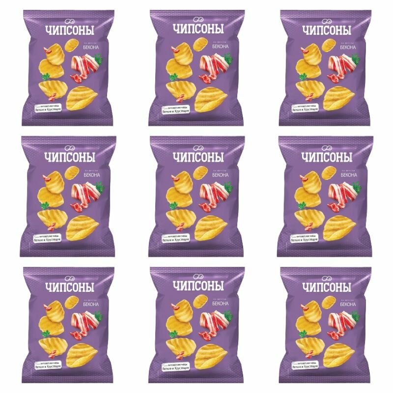 Чипсоны чипсы, бекон, 40 г, 9 упаковок