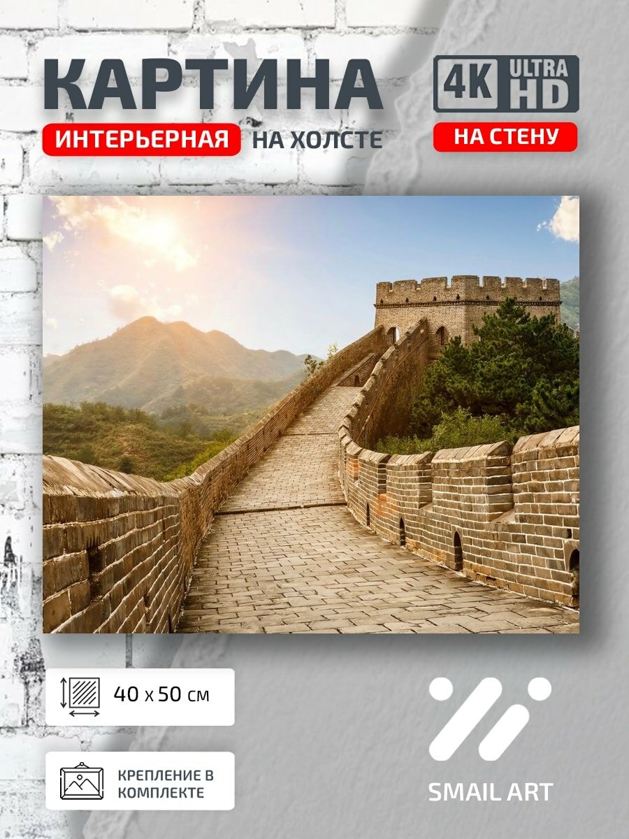 Картина на холсте интерьерная 40 на 50 на стену Китайская стена для кабинета атмосфера