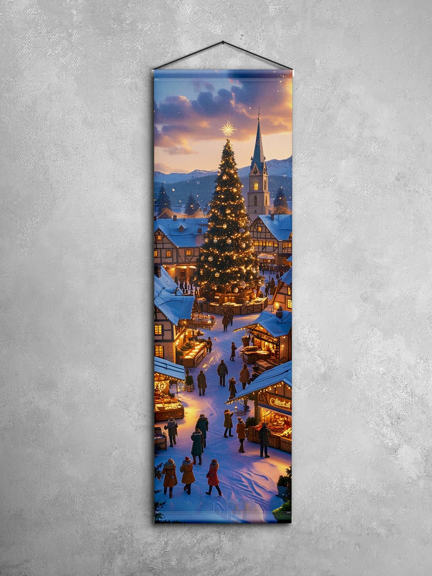 Вертикальный флаг С Новым Годом, 50х150 см на шёлке