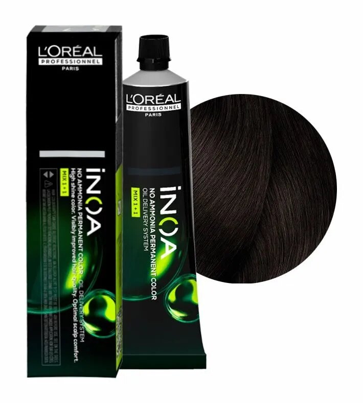 Крем-краска L'OREAL professionnel иноа для волос, 4.15 шатен пепельный красное дерево , 60 мл