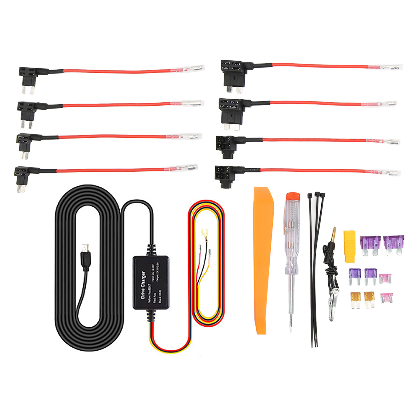 Комплект для подключения видеорегистратора, USB-адаптер 12 В–28 В – 5 В, защита от перегрева для зеркала, GPS-навигатора, радар-детектора MINI