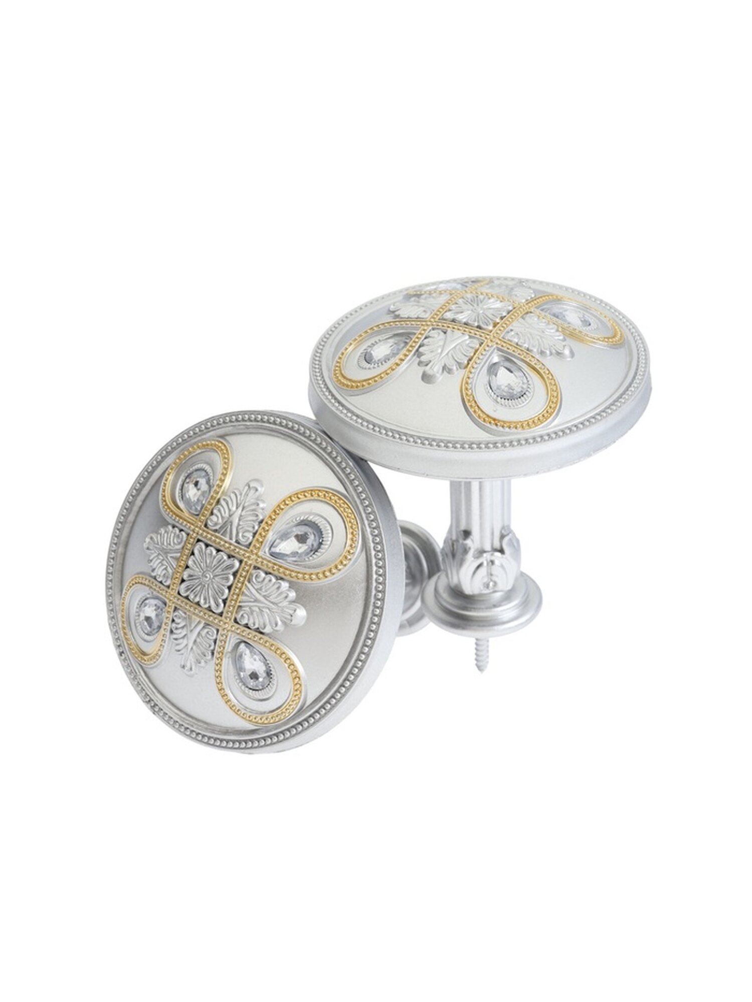 Крючок для штор CAPPIO KS033, d=98 мм, цвет серебро с золотом, 2 шт 10906516