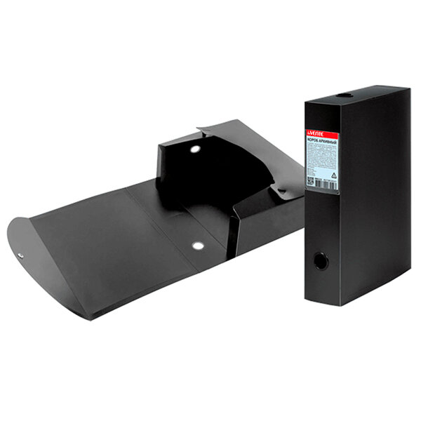 Короб архивный на кнопке " deVente " А4 70мм, черный, пластик, пластиковый карман со сменной этикеткой