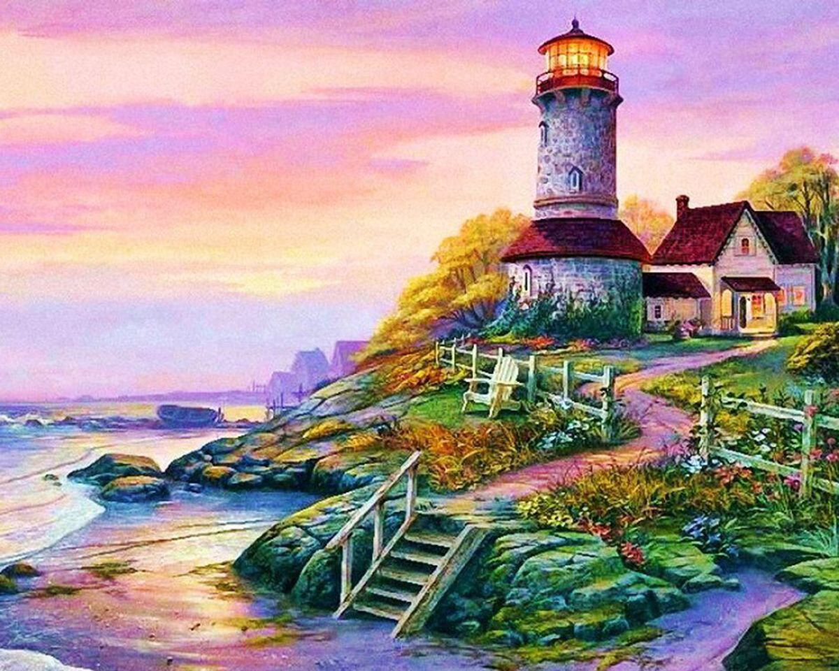 Алмазная мозаика 40x50 Маяк на закате (ZM-0414)