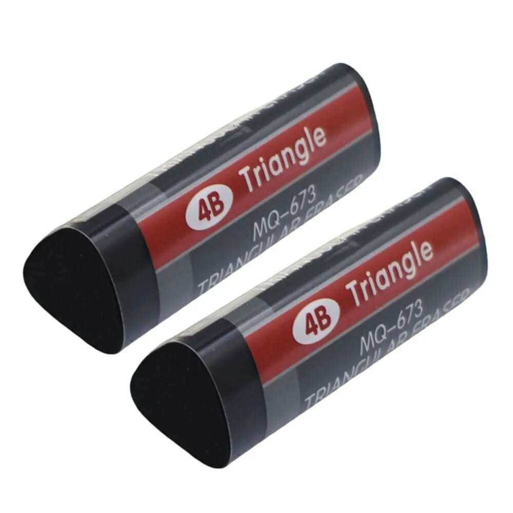(1 комплект из 2) Черно-белый треугольный ластик в упаковке 4B eraser для студенческого экзамена-черный