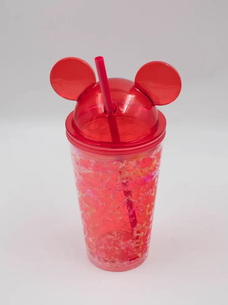 Пластиковый стакан с крышкой. Красный 450 мл