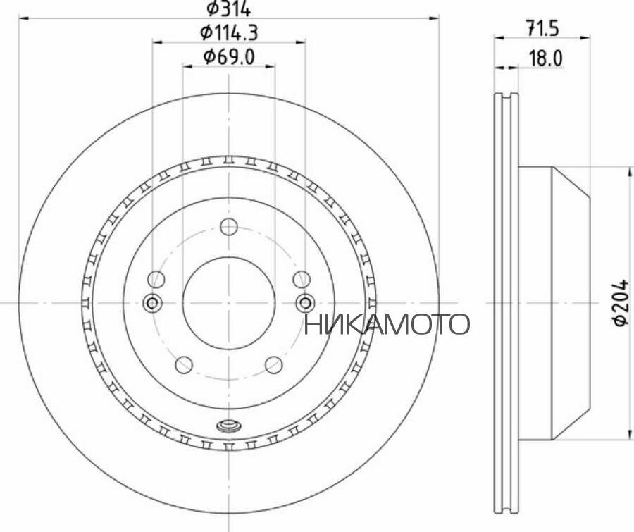 NISSHINBO ND6106K Диск тормозной | зад | KIA SORENTO/SORENTO PRIME III (UM)