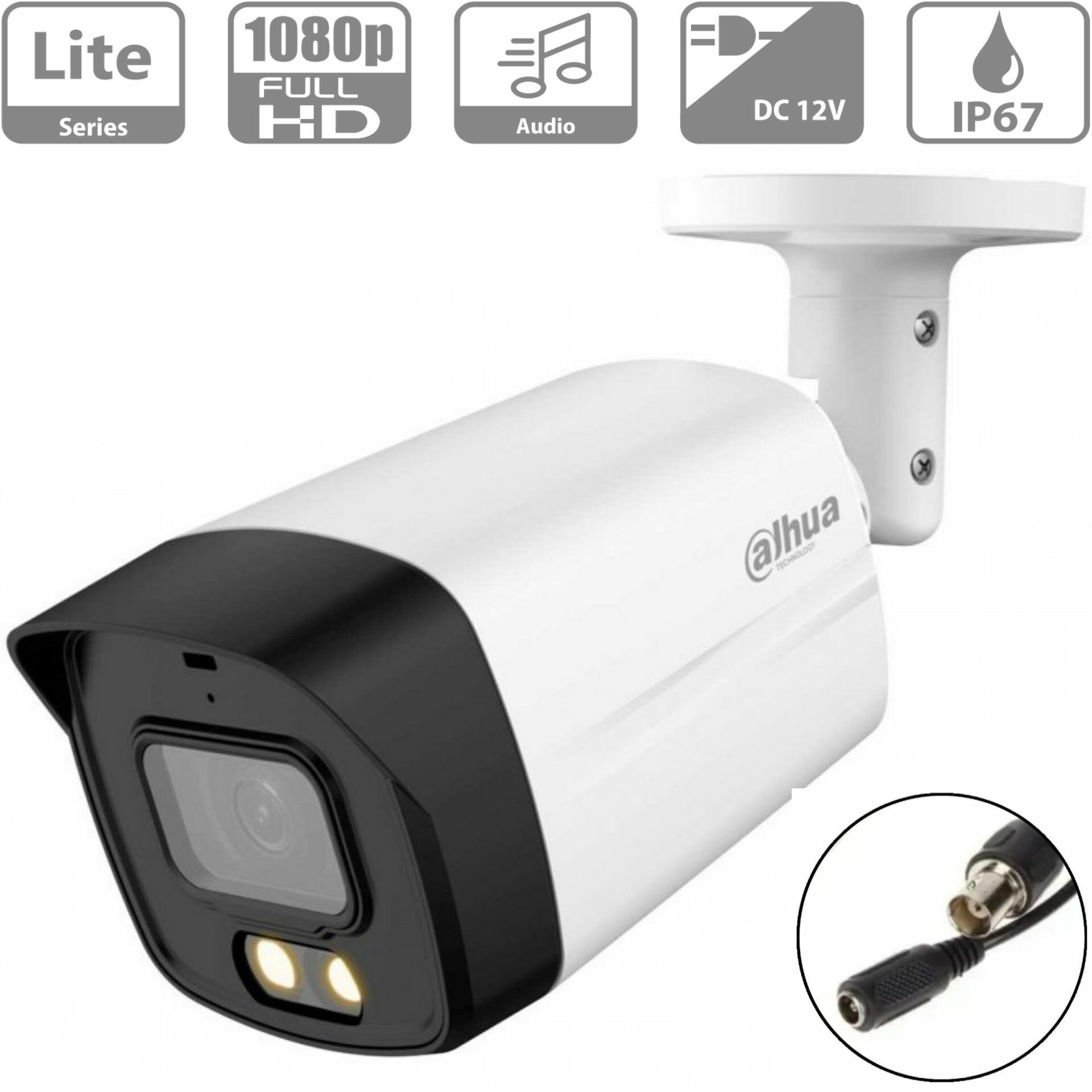 Dahua DH-HAC-HFW1239TLMP-A-LED-0280B-S3 2Мп 2,8 мм камера видеонаблюдения HDCVI уличная, аналоговая цилиндрическая HDCVI видеокамера для улицы с LED-подсветкой, 1920x1080 Full HD CMOS 1/2.8"