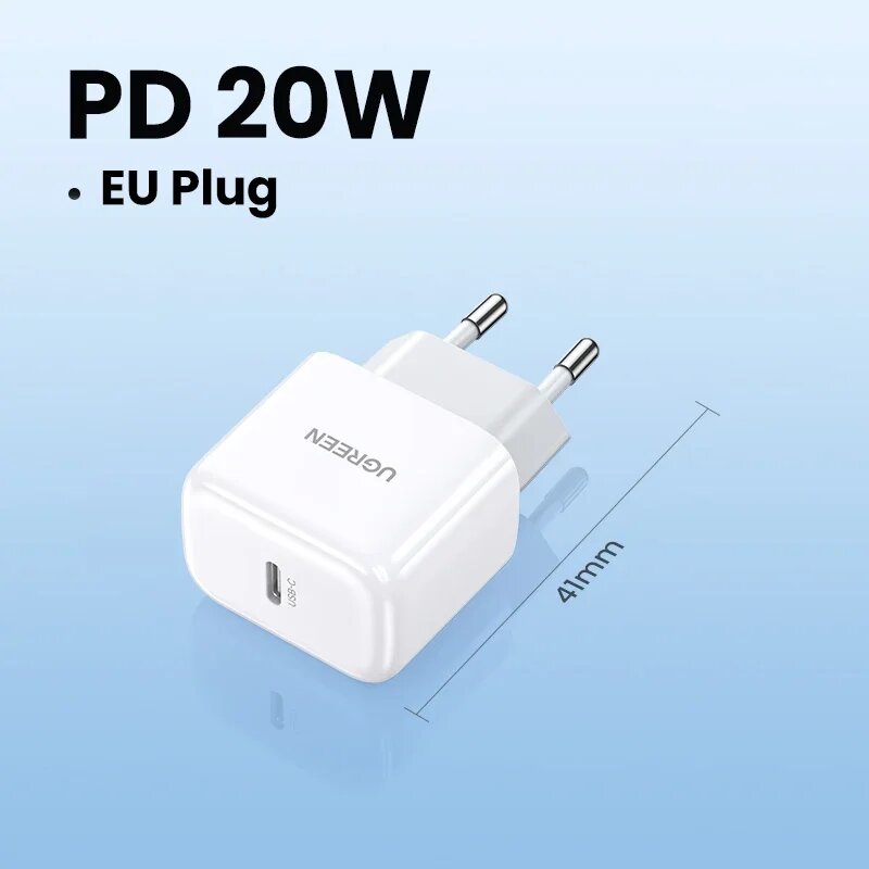 Зарядное устройство UGREEN PD 20 Вт, быстрое зарядное устройство USB Type-C для iPhone 13, 12, Quick 4,0, 3,0, зарядное устройство USB для Xiaomi Samung мобильный телефон