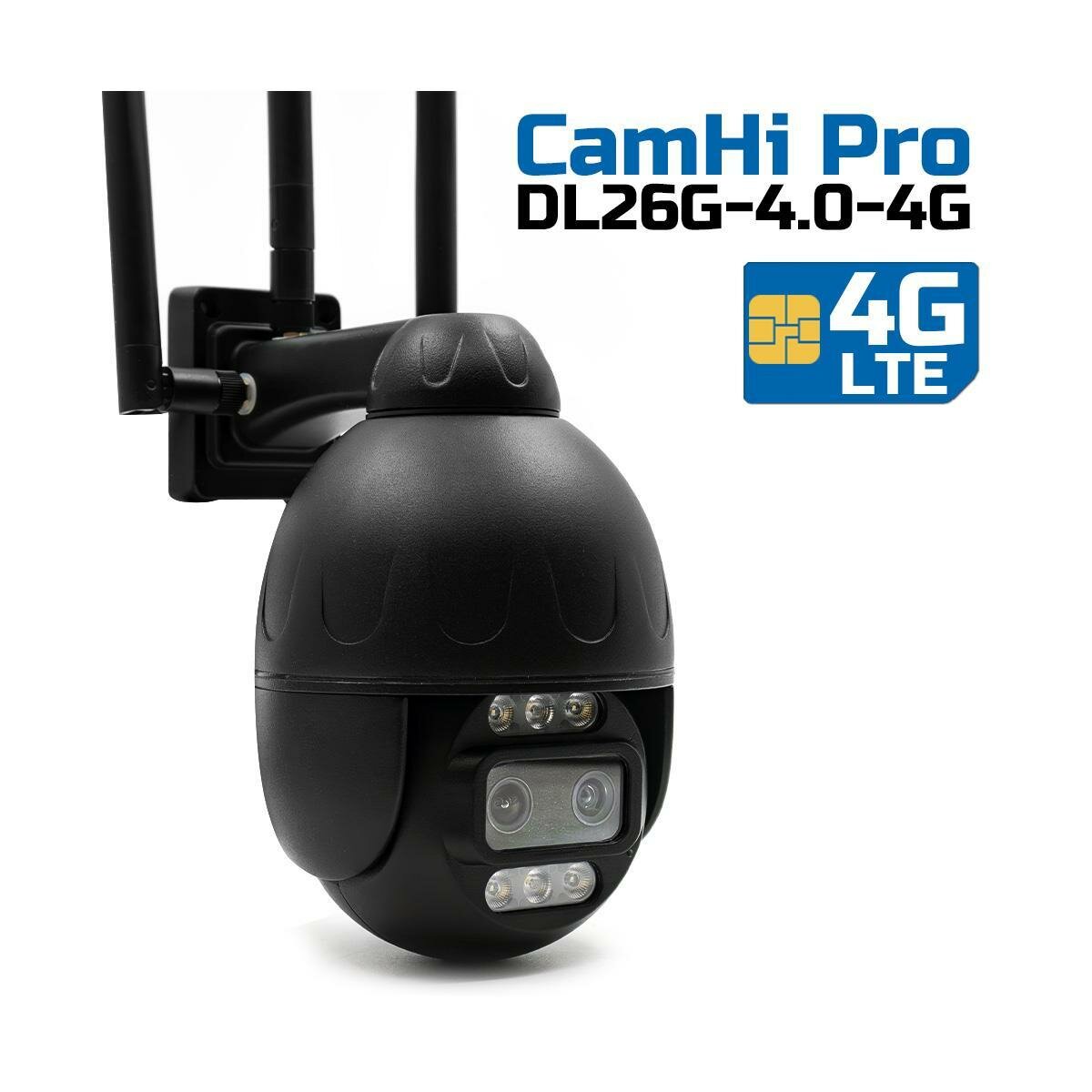 Уличная беспроводная поворотная 2х4Mp / 4G-LTE камера наблюдения CamHi Pro DL26G-4.0-4G (K6746RU) с двумя объективами. Встроенный микрофон и динамики