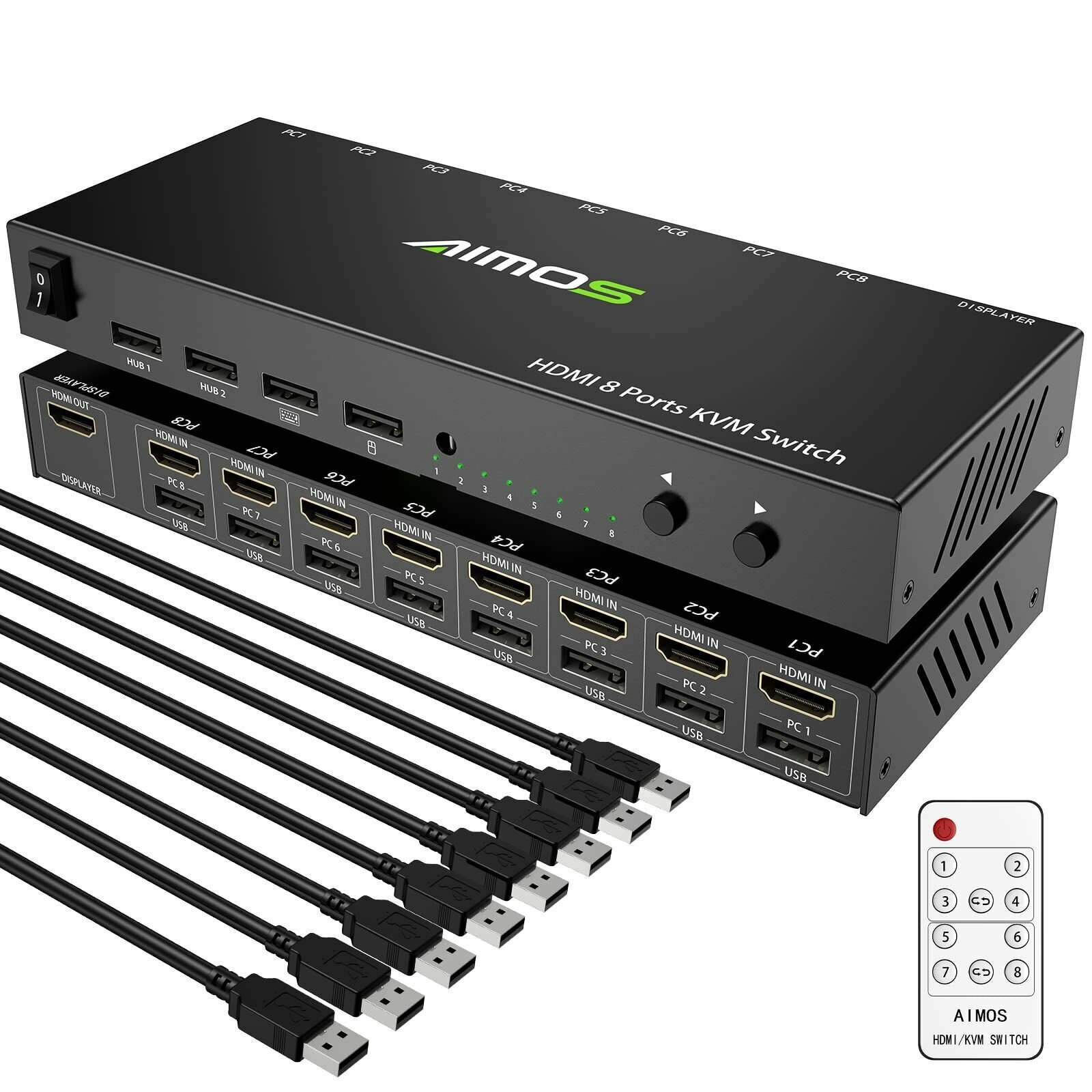 HDMI KVM-переключатель, 8 входов и 1 выход