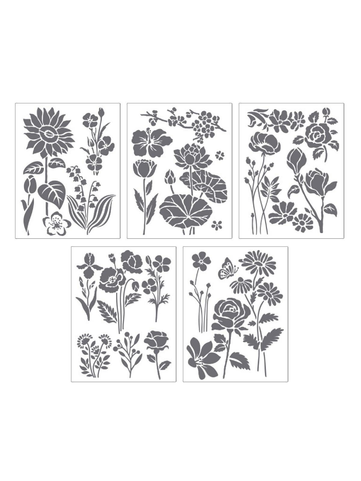 5шт Трафареты С Цветами-Бабочками 6.7x5In Многоразовые Шаблоны Для Рисования Домашних животных Для Детей