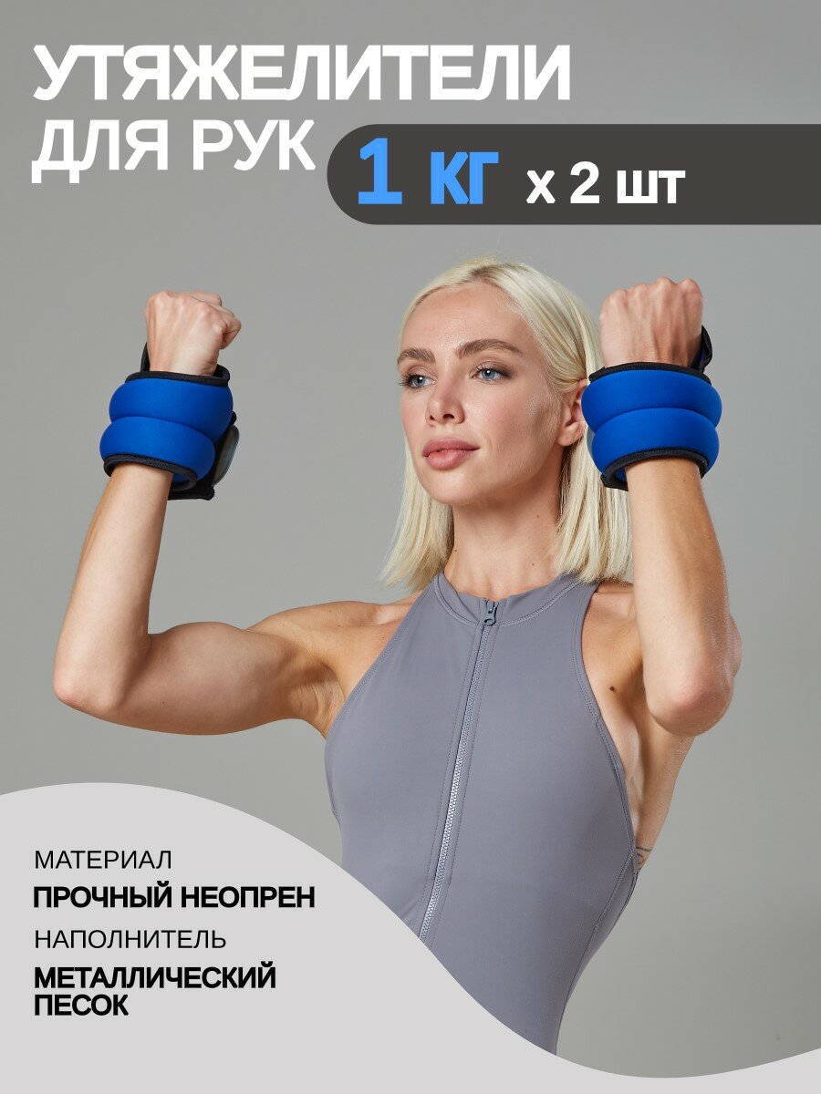 Утяжелители для рук и ног INEX AW1007 на липучках, 2 шт х 1 кг, синий