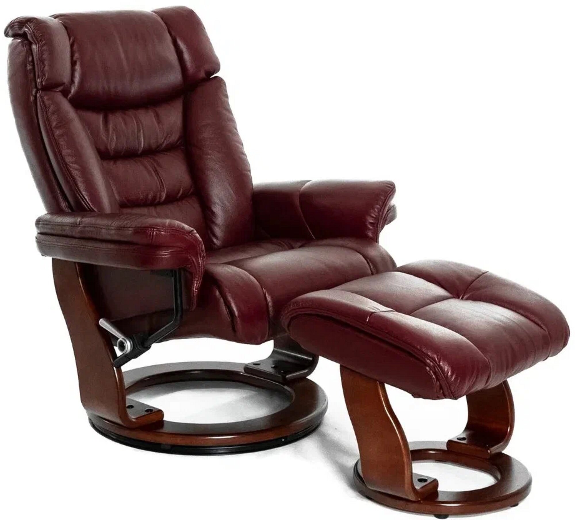 Кресло реклайнер FALTO Zuel (оттоманка, натуральная кожа, бордовый)