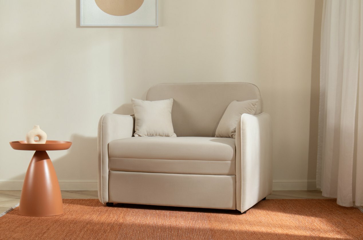 Кресло-кровать Кейсес Velvet Light, divan.ru, 102x78x87, светло-бежевый, велюр