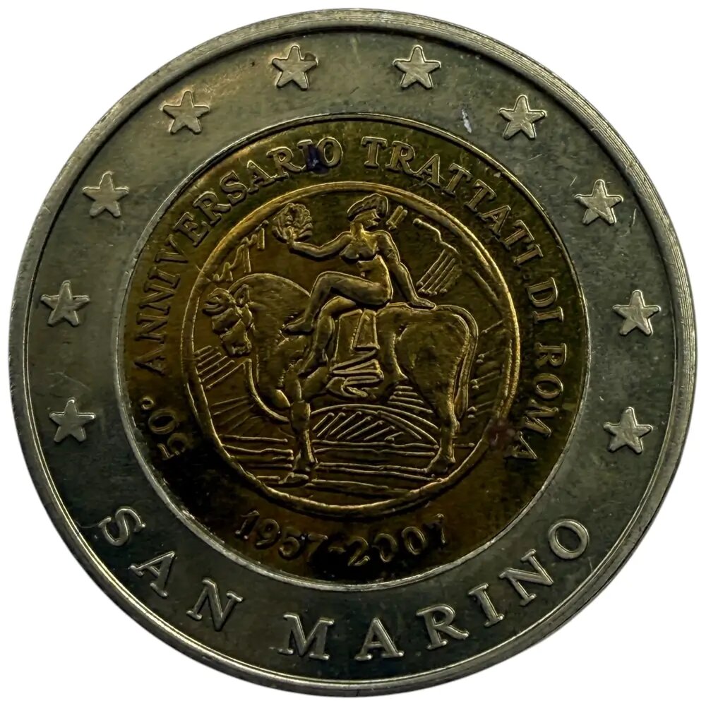 Сан-Марино 2 евро 2007 г. (50 лет подписанию Римского договора) Specimen (Проба)