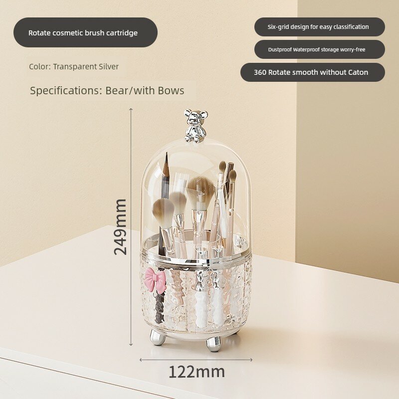 Тубус для хранения кистей для макияжа, вращающийся, пылезащитный, с крышкой, органайзер для косметики, помады, теней