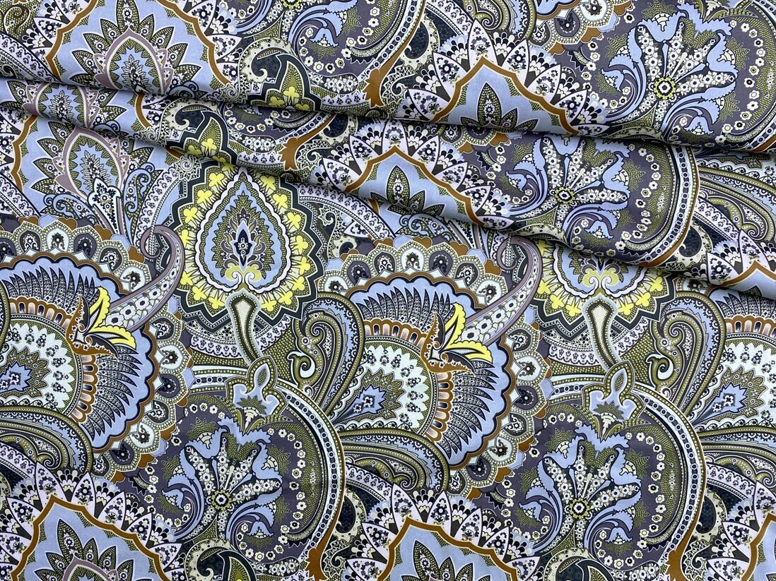 Ткань Хлопок серого цвета с принтом огурцы 14427