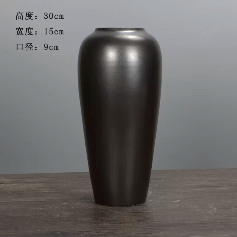 Крупная черная керамическая ваза с матовой отделкой для гостиной, традиционная керамика из Цзиньдэчжэня