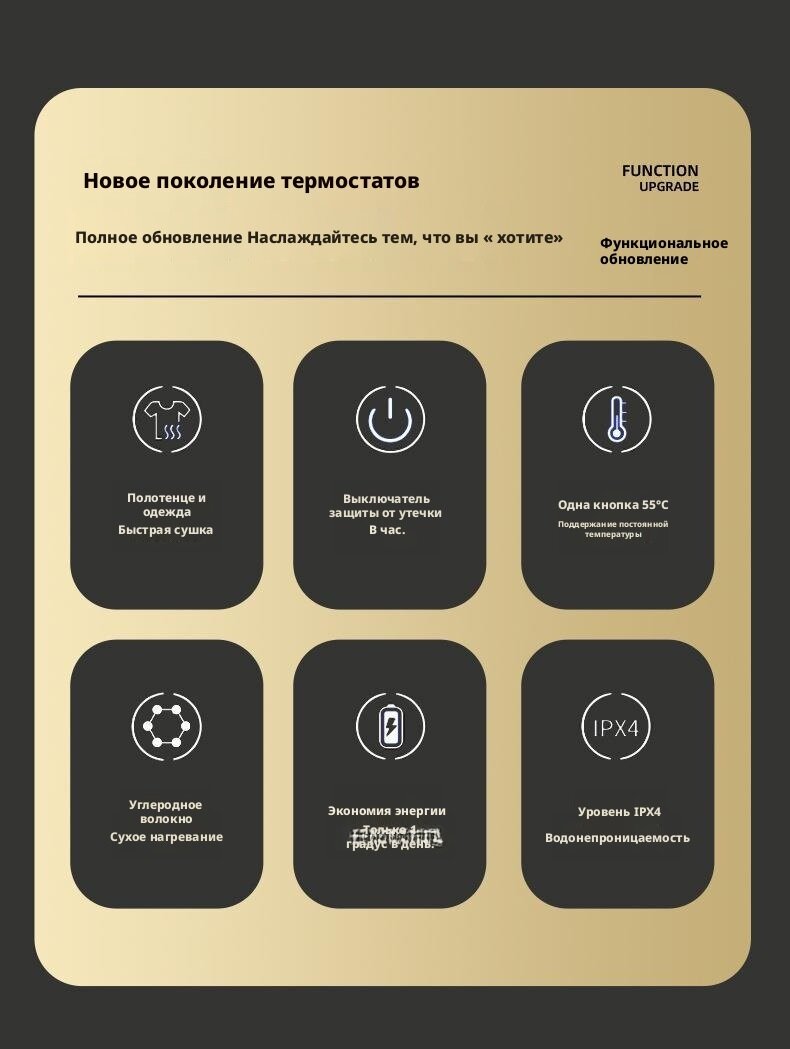 Электрический полотенцесушитель 450×300×100 мм с термостатом, черный — фото 1