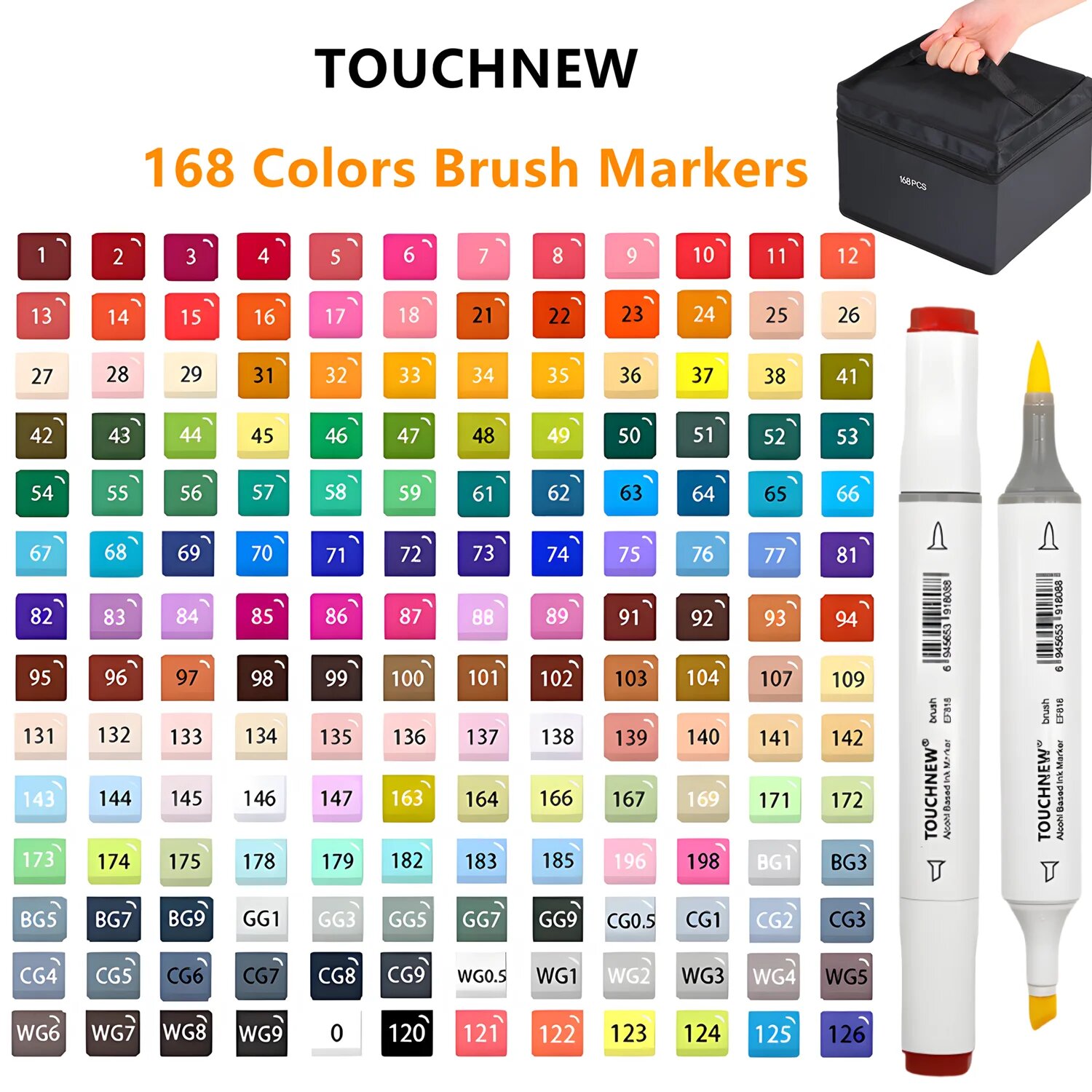 TOUCHNEW Маркеры Brush-Chisel 168 цветов
