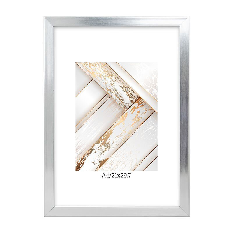 Настольная/настенная фоторамка, рамка для фотографии, постера, рисунка, вышивки, документа 21х30 см, 21х29,7 (а4) см, silver, с ножкой-подставкой, серебристая GF 6632