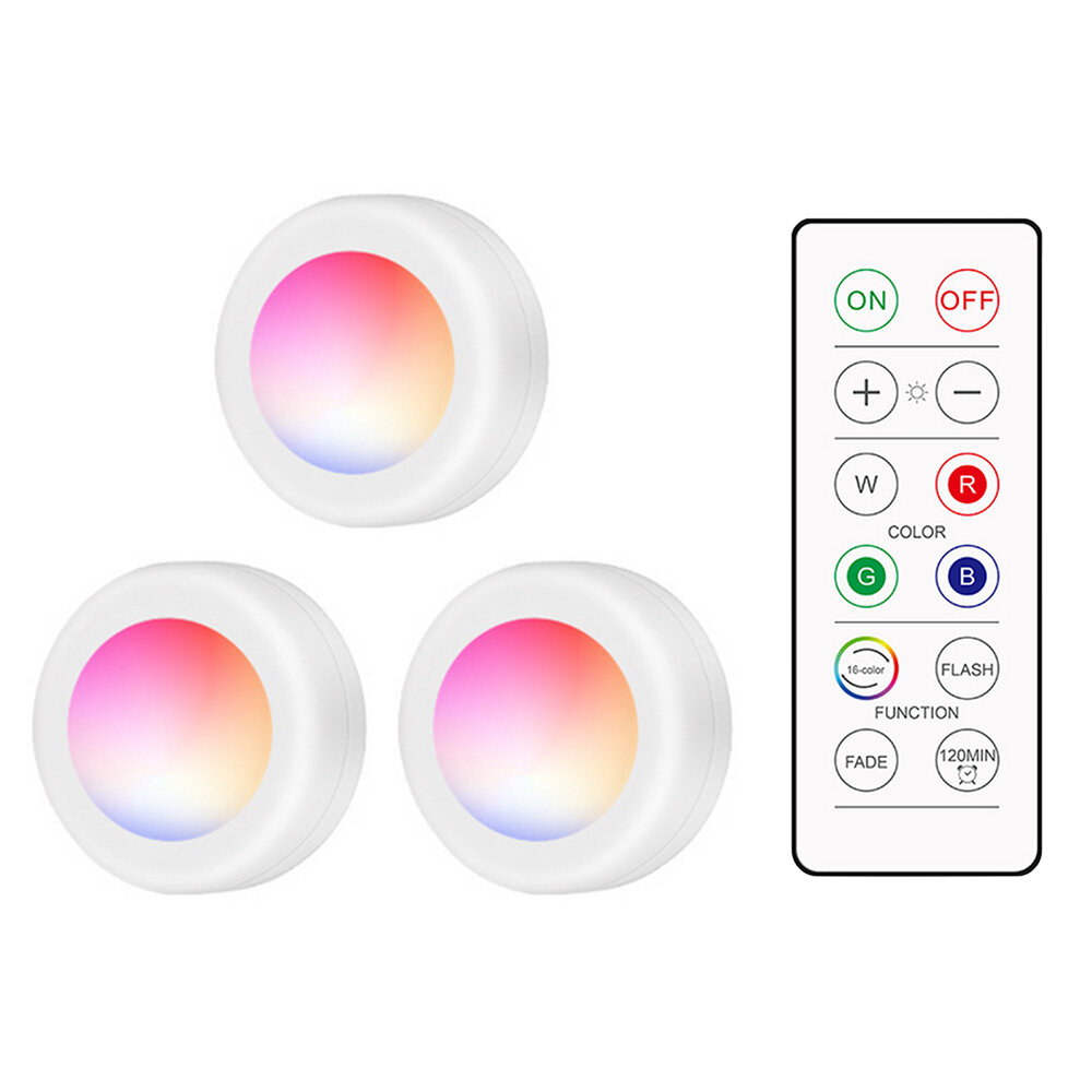 Светодиодные световые панели для шкафов с пультом управления 16 RGB, подсветка для гардероба, 10 режимов регулировки яркости, таймер, беспроводное питание от батарей, ночная лампа для кухонь, ванных комнат, гардеробов, вечеринок, 1 упаковка, 3 упаковки,