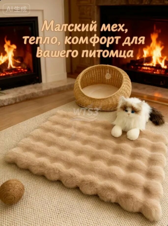 Меховой коврик для питомцев, чтобы согреть их холодной зимой, 40*50 см