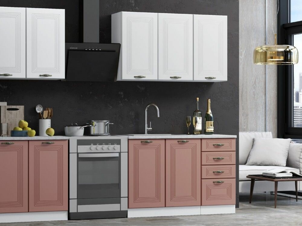 Кухонный гарнитур Гранд 2,0 м глухая, Белый / Ванда + Столешница 26 мм Антарес 2 м (Регион 058)