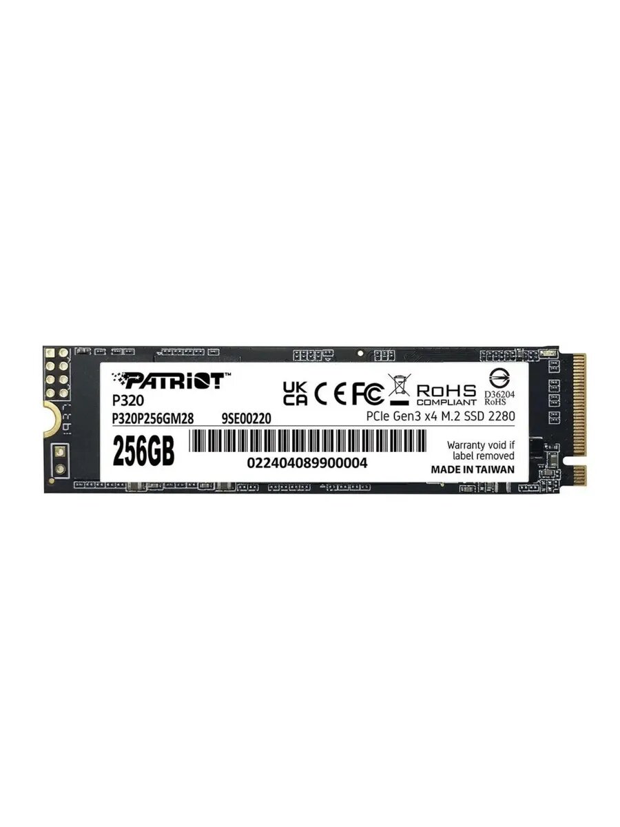 SSD накопитель Patriot P320 P320P256GM28 256ГБ, M.2 2280, PCIe 3.0 x4, NVMe
