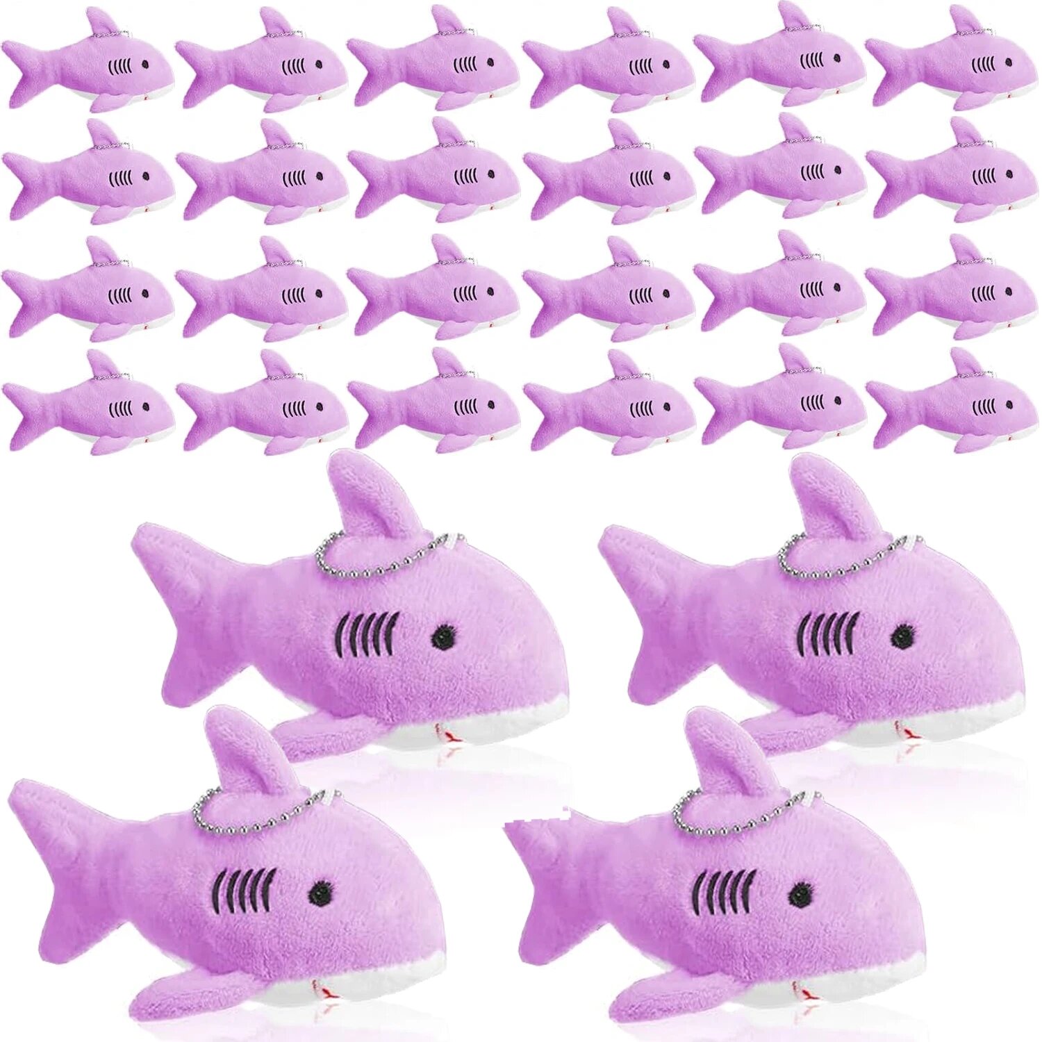 12-48 шт. плюшевый брелок в виде акулы, мини-мягкое животное, 3,94 дюйма, сувениры для вечеринки в виде акулы, мягкий крошечный брелок в виде акулы, брелок в виде рюкзака в виде акулы Purple, 48 PCS