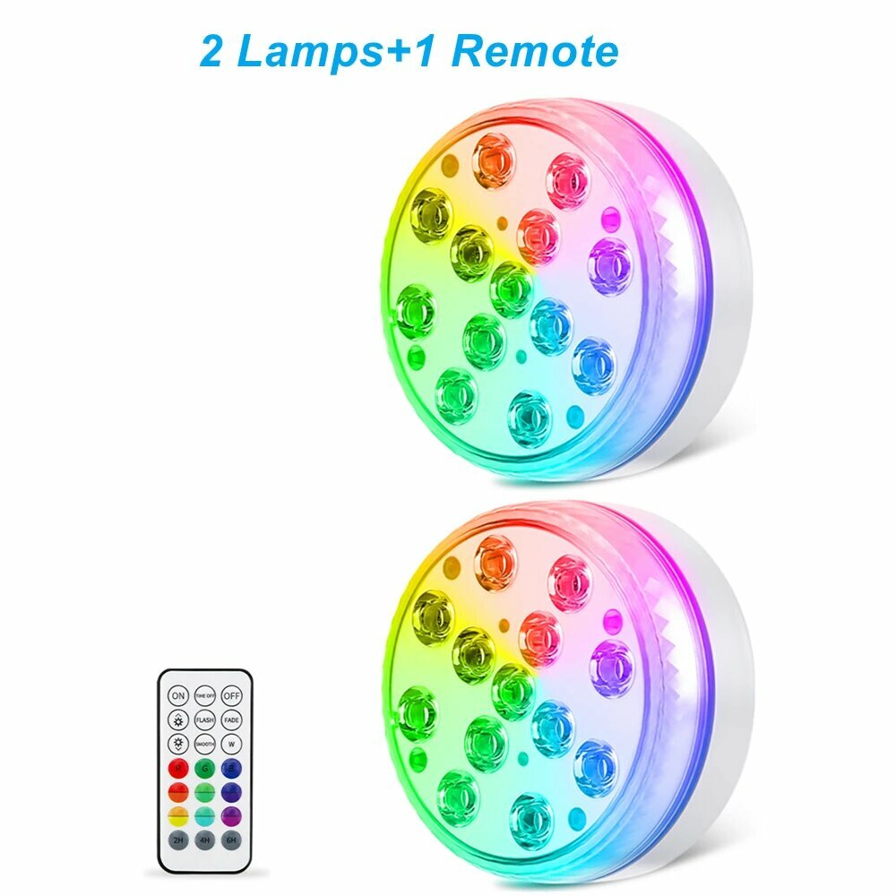 Подводные огни RGB, 2 шт + пульт, 8.5CM