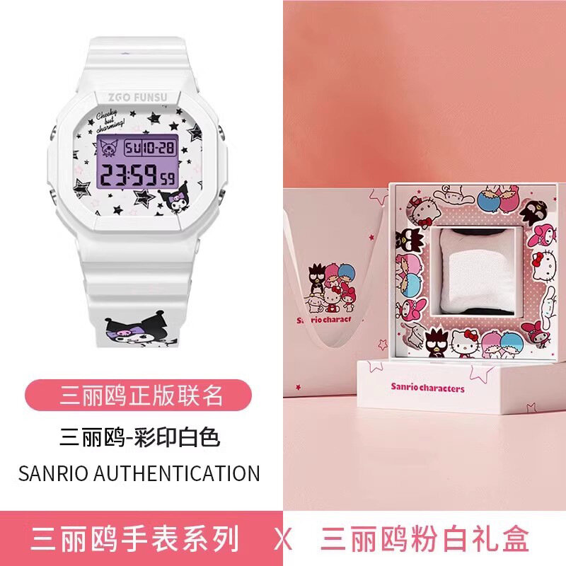 Электронные часы HelloKitty для девочек, подходящие для учениц средних и старших классов, детей, девочек, сотрудничество с Hello Kitty
