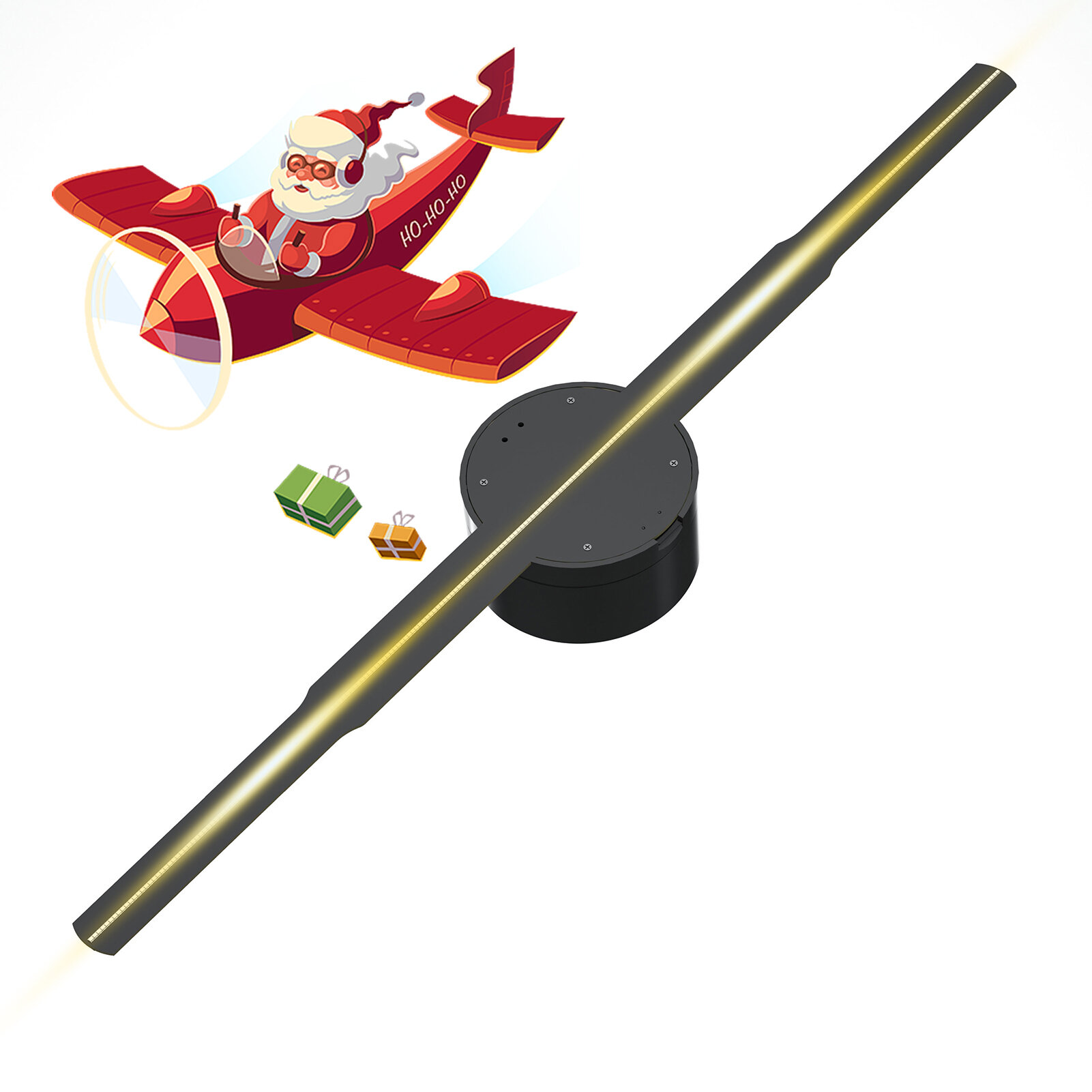 3D Hologram Projector Advertising Display Fan Wall-mounted Player 3D Naked Eye HD LED Photo Video Fan с 266pcs LED Light Beads Remote Control Sign Display для Business Shop Store Bars Exhibition, Model P45, Product Size 450x48.7mm, Display diameter 45cm,