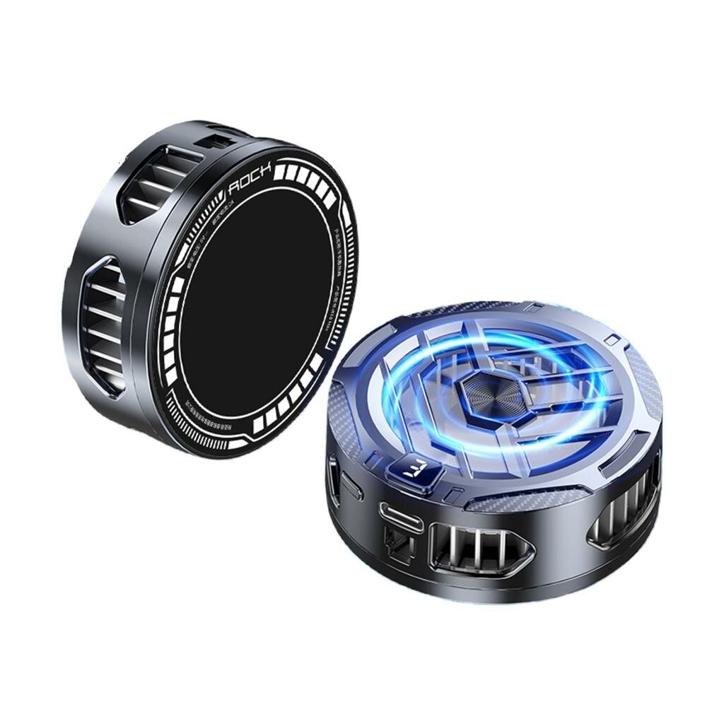 Вентилятор для охлаждения телефона с LED-подсветкой, Черный - Трехскоростной цифровой